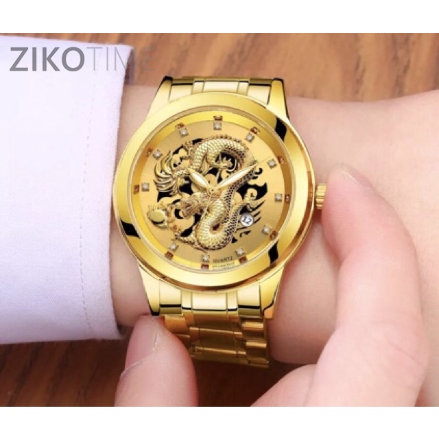 Kings of Dragon Gold Stainless Steel Waterproof Quartz Japan Movt Watch ...