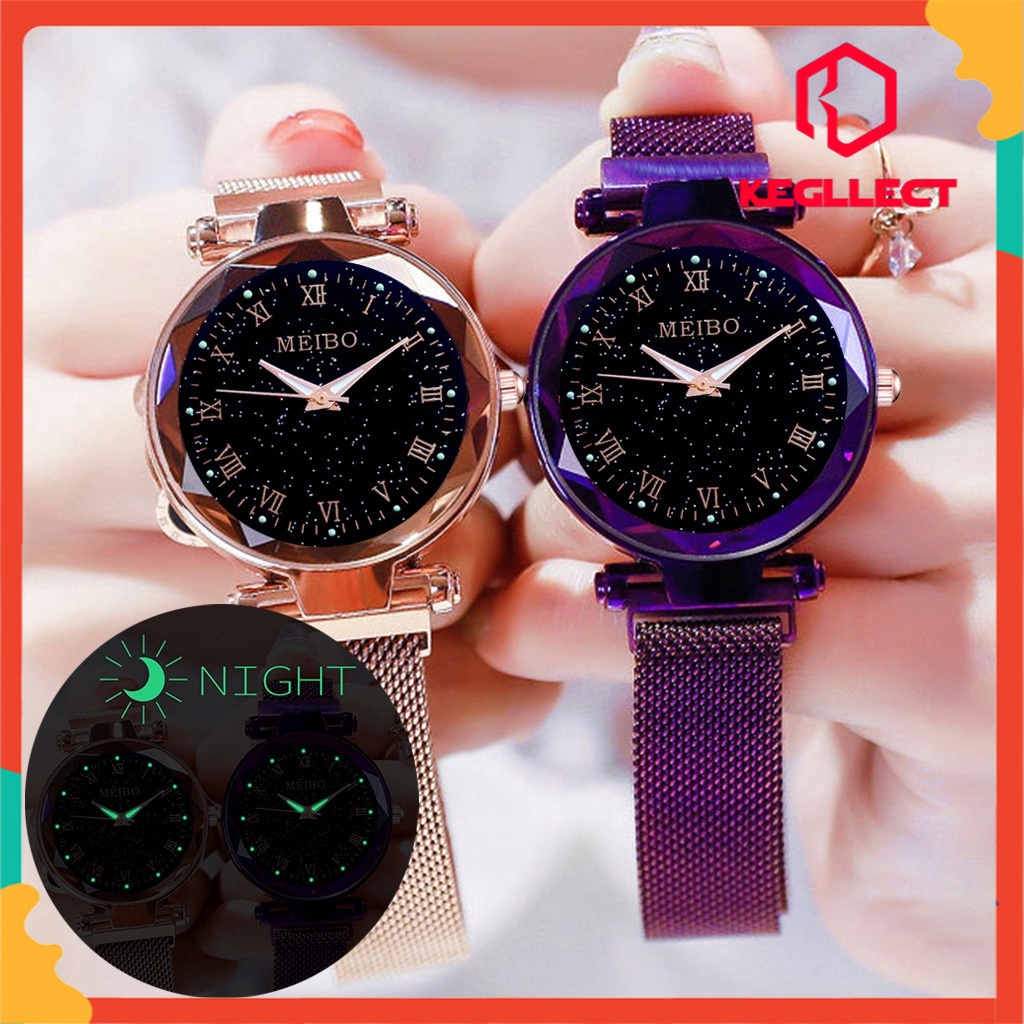 Kegllect Women Starry Watch Magnetic Buckle Stainless Steel Watch ...