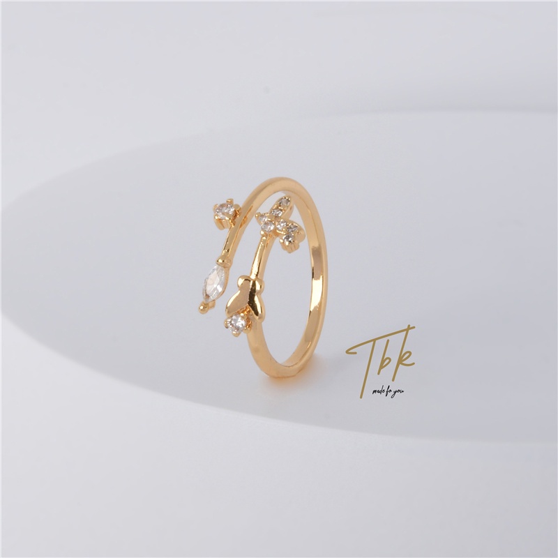 TBK Special Offer 18K Gold Cubic Zirconia Butterfly Accessories Ring ...