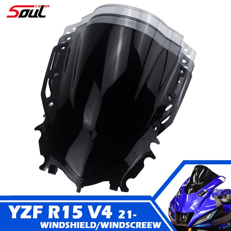 Motorcycle Visor Windshield Black Windscreen Fit For YAMAHA YZF R15 V4 ...