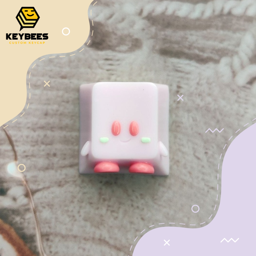 Artisan Keycap - Kirby Pink handmade resin mechanical keyboard button ...