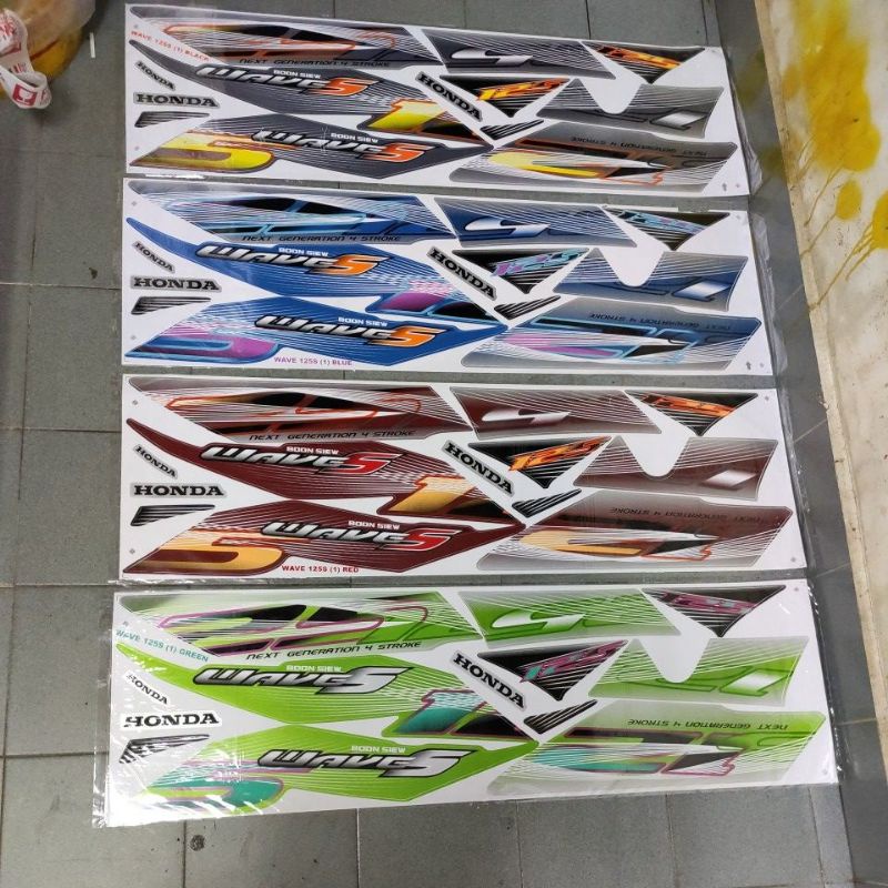 Stiker sticker body stripe cover set (1) honda wave125s wave 125s w125s ...