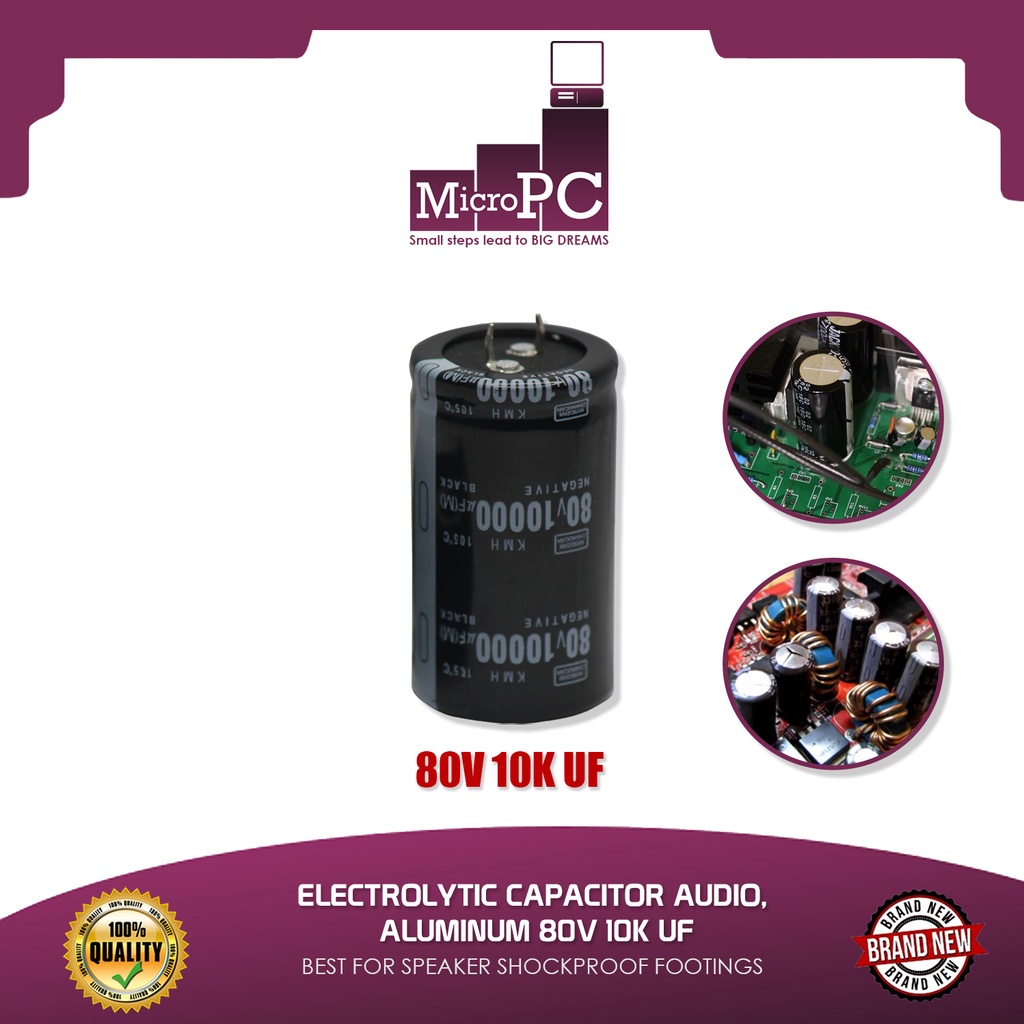 ELECTROLYTIC CAPACITOR AUDIO, ALUMINUM 80V 10K UF, 35x60mm 10000UF ...