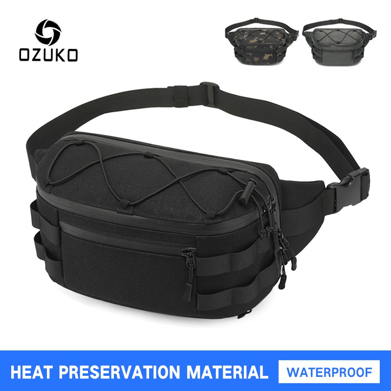 OZUKO Men Waist Bag Fashion Waterproof Chest Pack Outdoor Sports Belt ...
