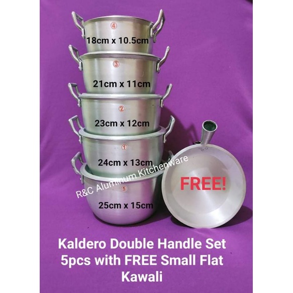Kaldero Double Handle Set 5pcs with FREE Small Flat Kawali | Shopee ...
