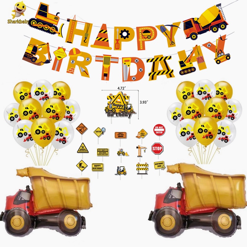 Construction Theme Engineering Vehicle Excavator Balloon Combination ...
