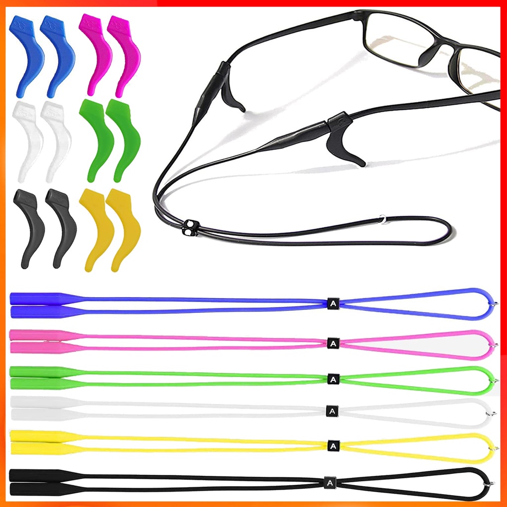 【With Ear Hooks】Silicone Eyeglasses Straps Sunglasses Chain Sports Anti ...