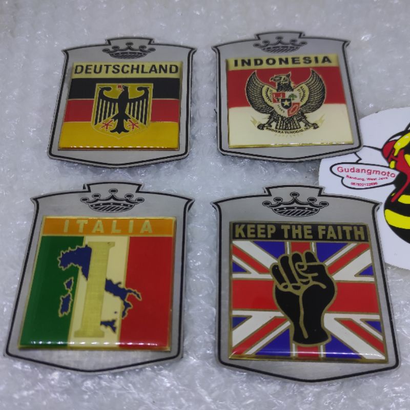 Vespa Badge Emblem Sticker Metal Crown England Garuda Italy Germany VW ...