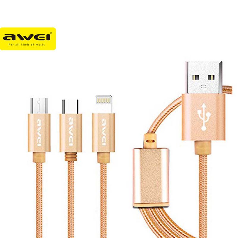 Awei CL-970 3in1 multi charging cable for ios,type-c & micro/v8 ...