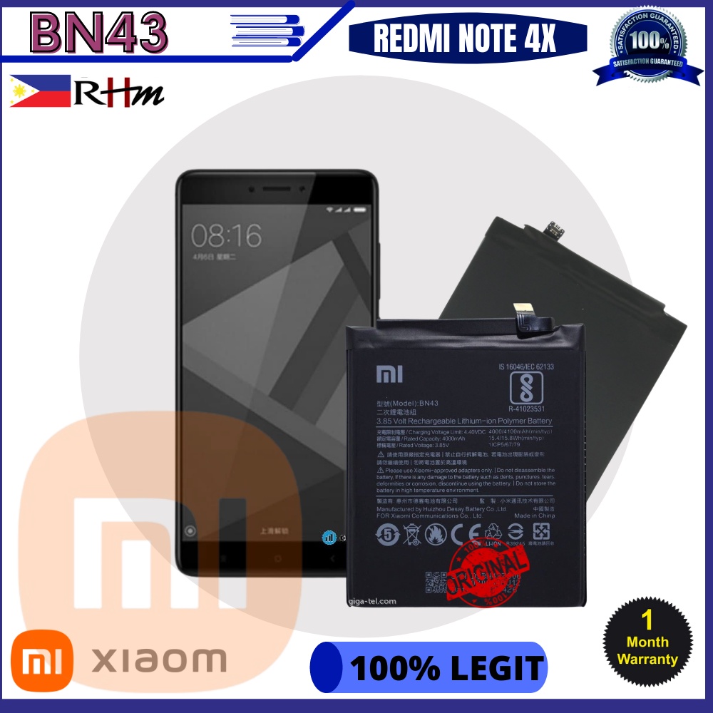 Redmi Note 4X Battery, Model BN43, Original Quality Lithium-ion Polymer ...