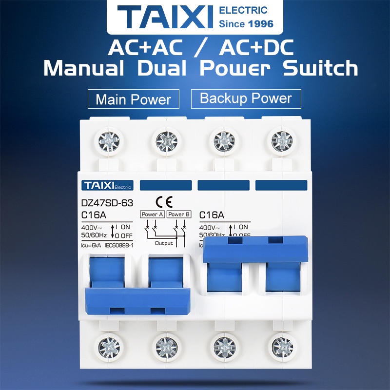 Manual Dual Power Transfer Switch / Interlock Circuit Breaker AC 220V ...