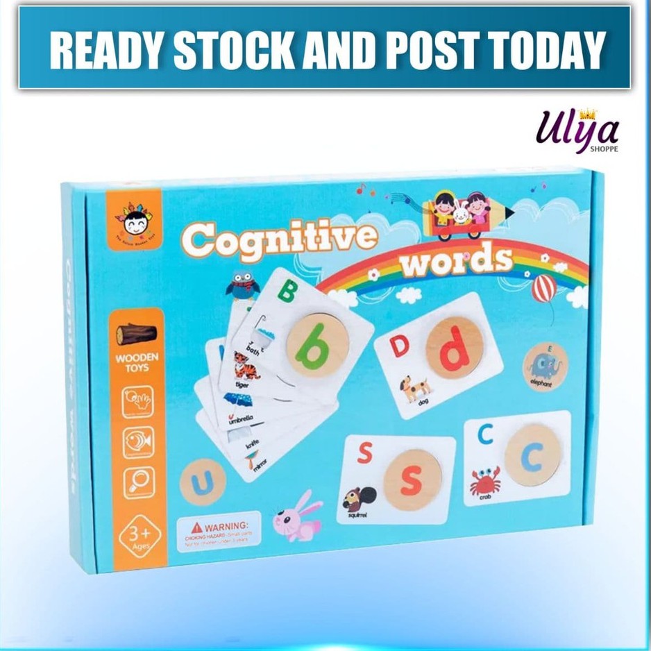 Cognitive Word Card Spell Game Wooden Toy Early Learning Jigsaw Letter ...