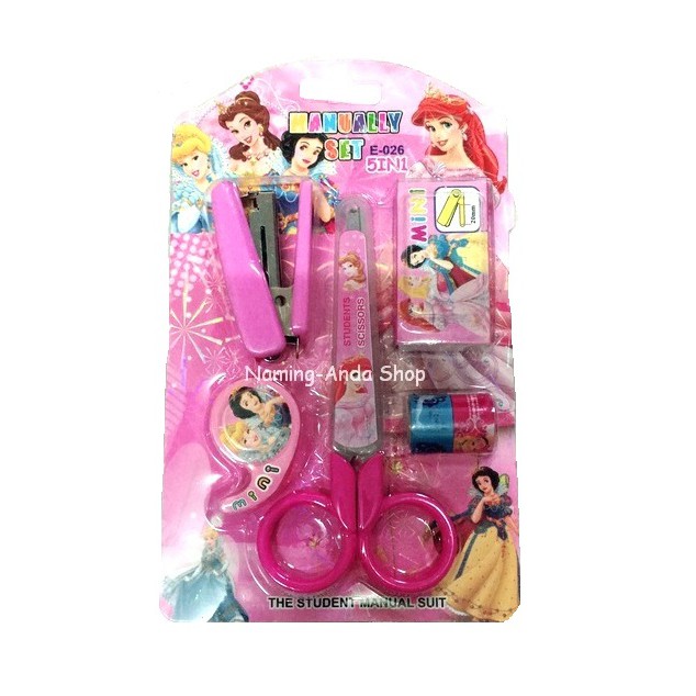 Set 5 in 1 (Scissor + Max + Tape + Dispenser) Princess Pink Pattern ...