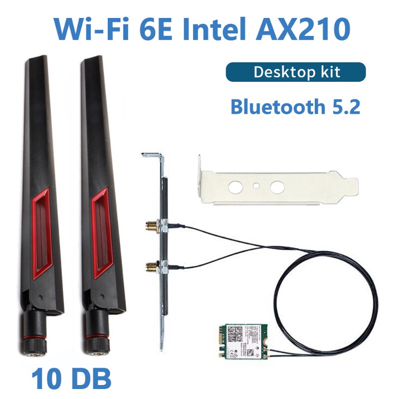 3000Mbps Wi-Fi 6E Intel AX210 Bluetooth 5.2 Desktop Kit Wifi 6 AX200 ...
