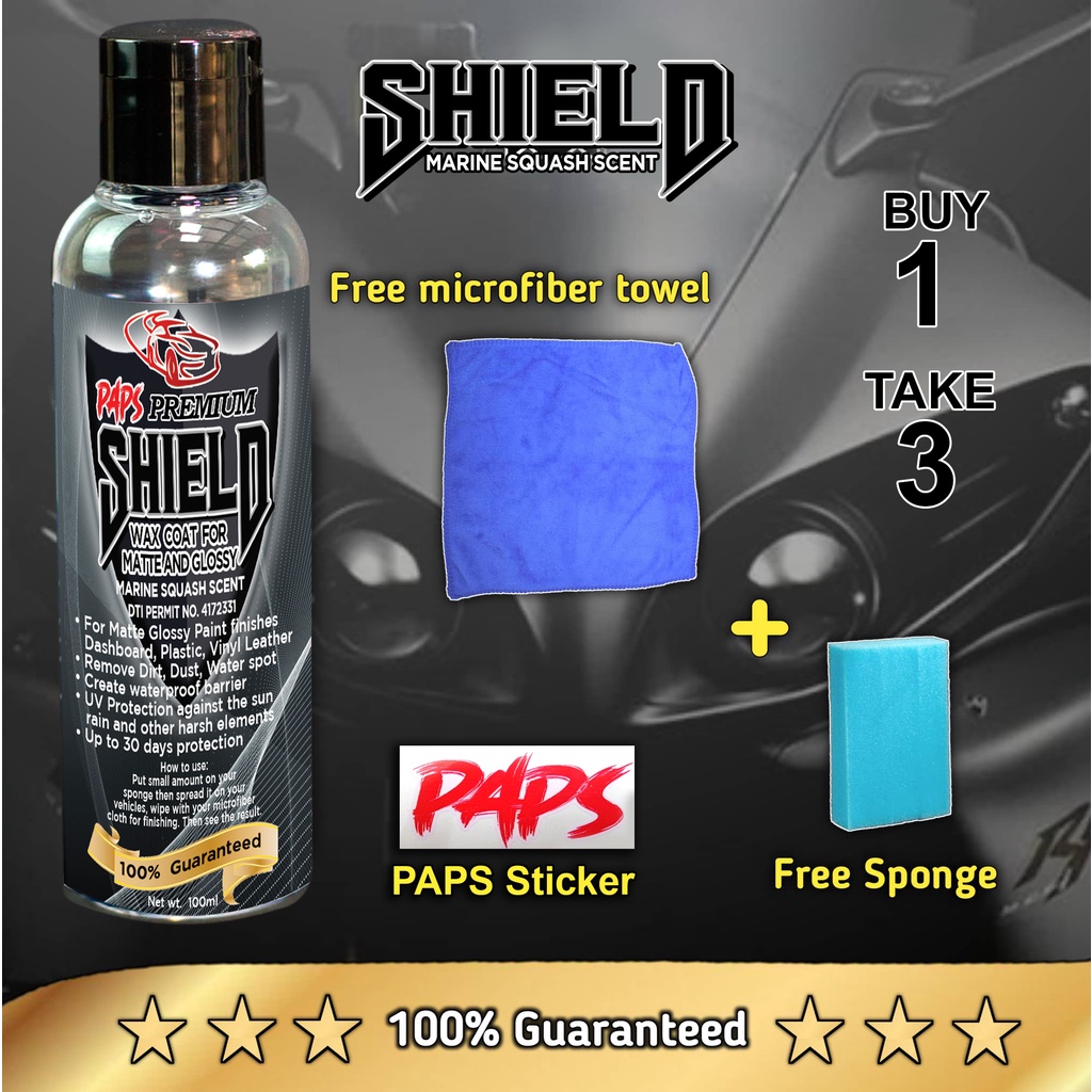 Shield Wax Matte/Glossy Coat Premium Free Microfiber Cloth and Sponge ...