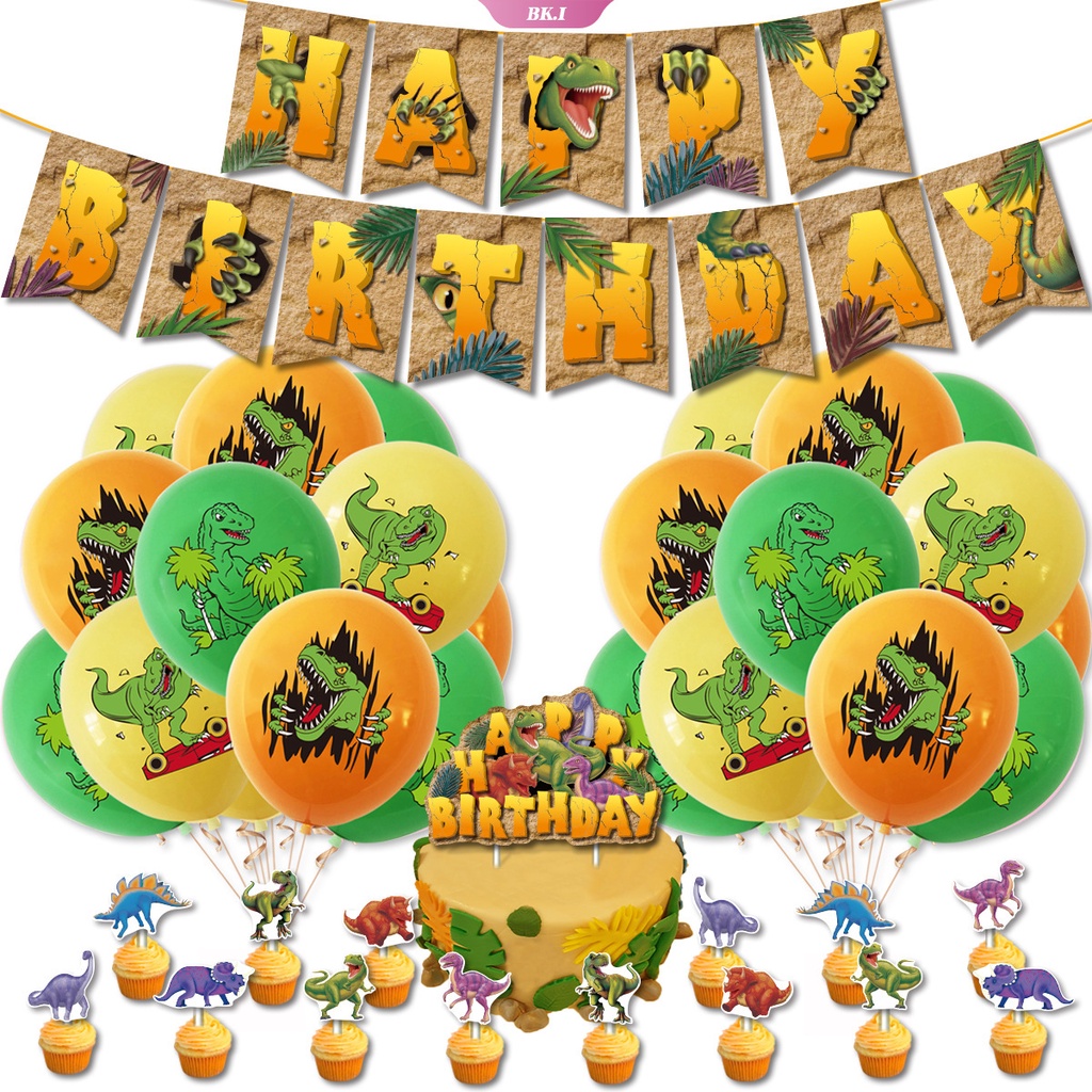 Jurassic World: Dominion Theme Birthday Balloon Set Balloon Pull Flag Set Game Children's ...