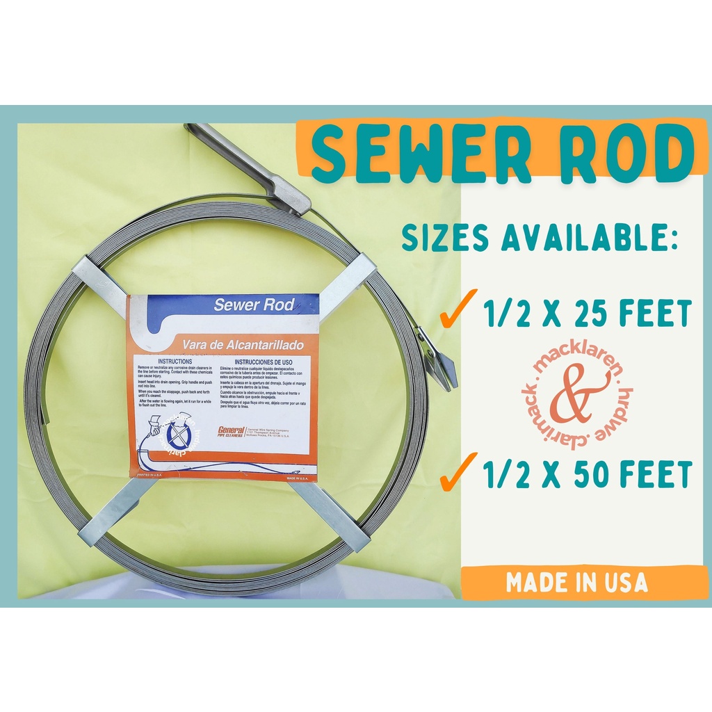 Sewer Rod Plehe Panundot 1/2 x 25 and 1/2 x 50 feet Pantanggal bara ...