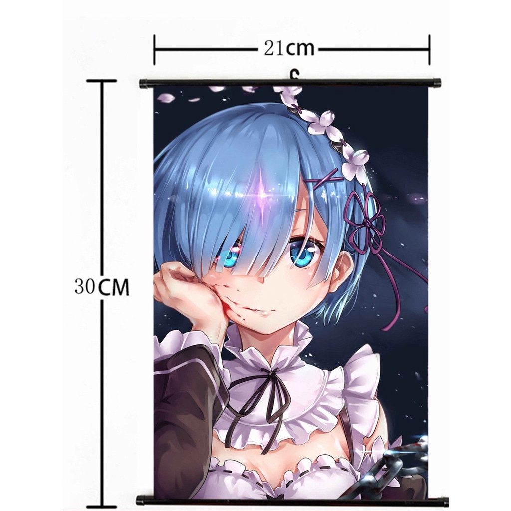 Anime Re: Zero kara Hajimeru Isekai Seikatsu Rem Ram Poster Wall Scroll ...