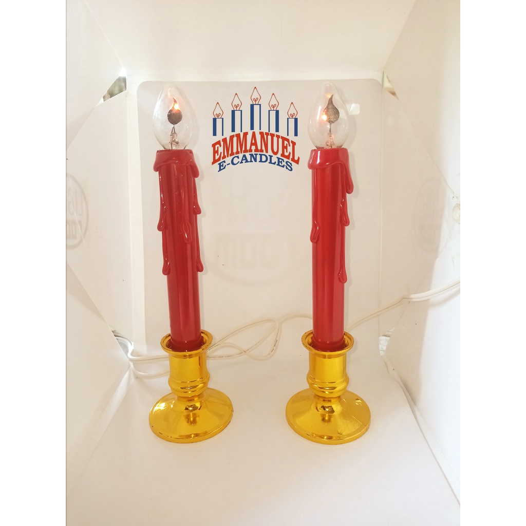 Emmanuel E-Candles Red Flameless Taper Candles using Flickering Bulb ...