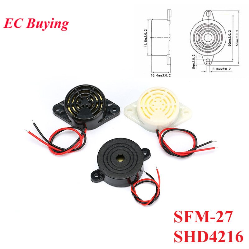 SFM-27 DC 3-24V 12V Alarm High-decibel Electronic Buzzer Beep Alarm Intermittent Continuous Beep ...