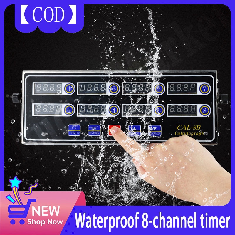 8 Channel Timer Digital Alarm Clock Multi-Function LCD Stainless Steel ...