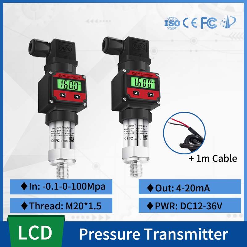 LCD Dispaly Pressure Transmitter Range -0.1-100Mpa 4-20ma Output Water ...