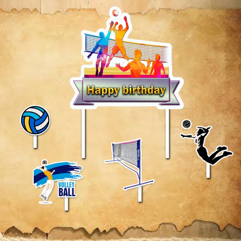 Cake Topper volleyball happy birthday volleyball | Shopee Philippines