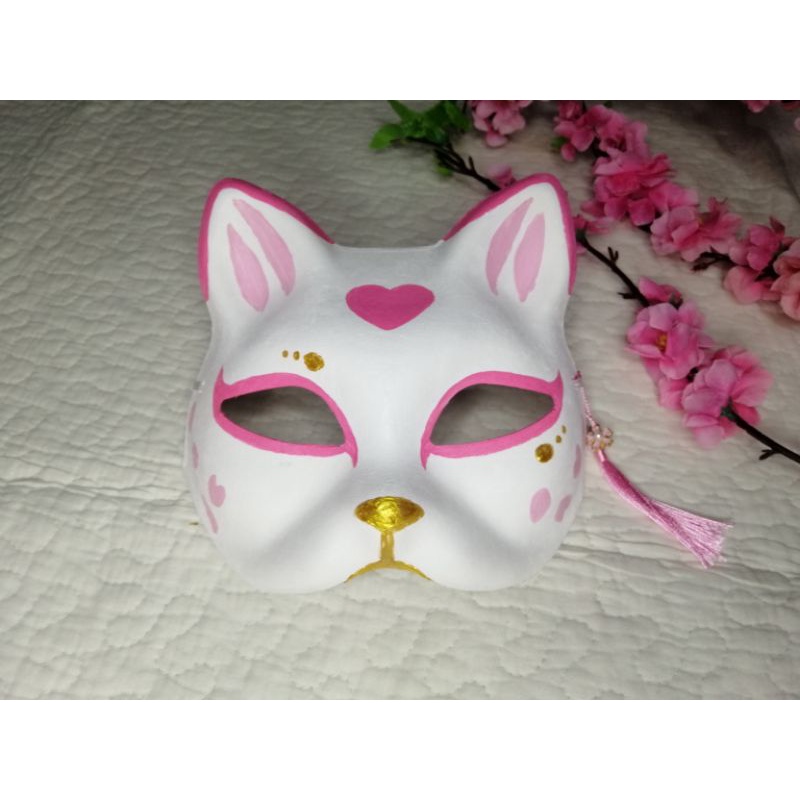 Hand painted kitsune fox mask cute kawaii | Shopee Philippines
