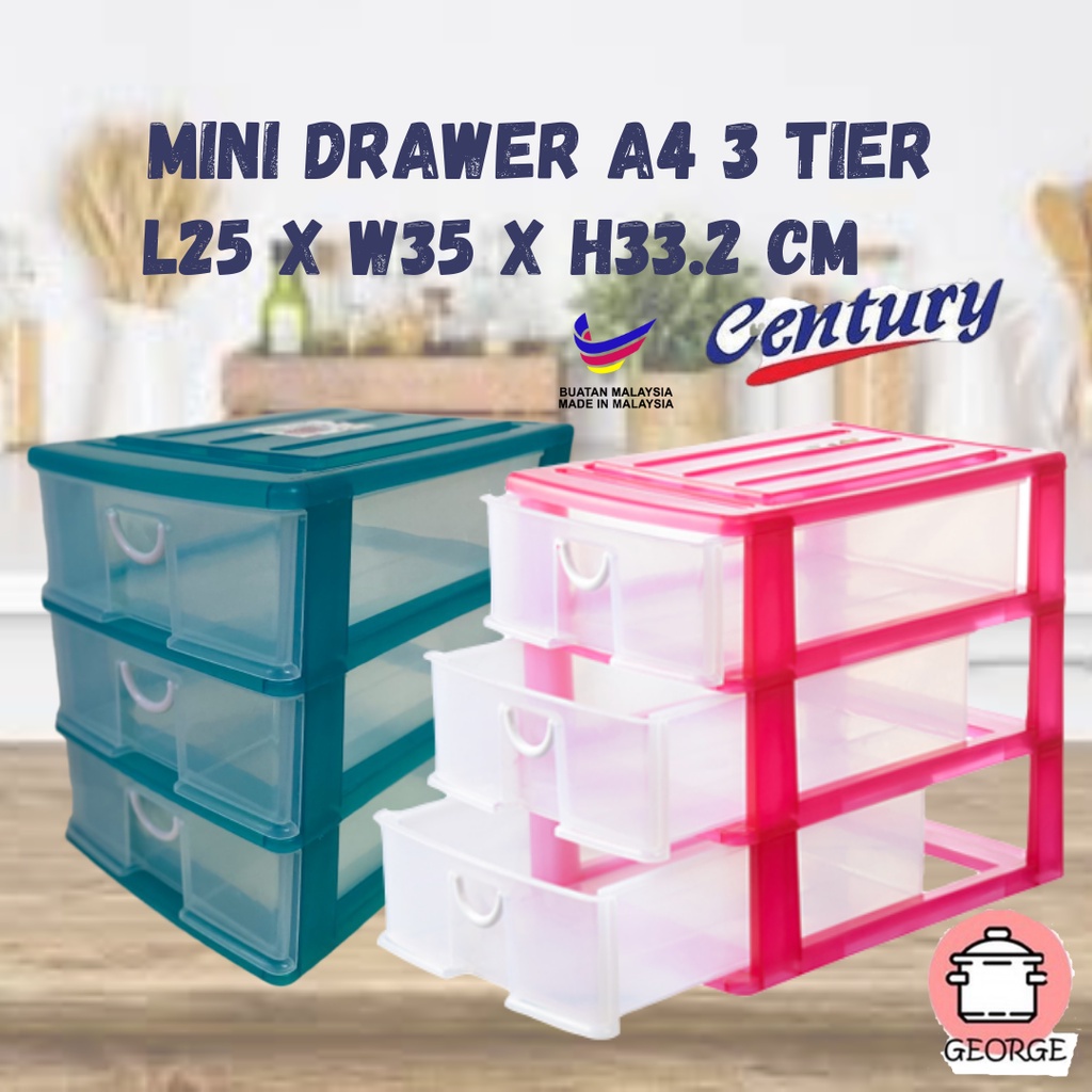 6130 Century A4 Size Mini Drawer 3 tier Paper organizer/ Laci Kecil ...
