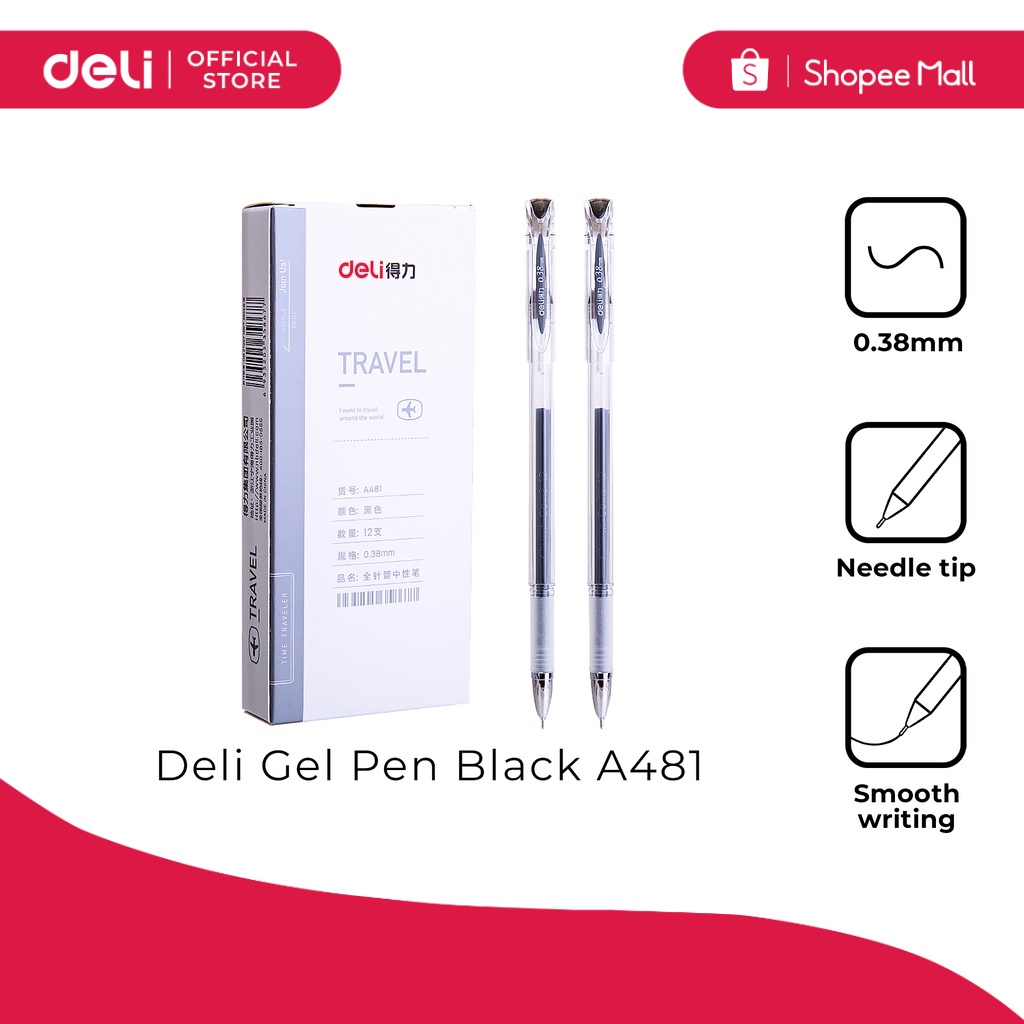 Deli A481 Gel Pen Black [79A481BK] | Shopee Philippines