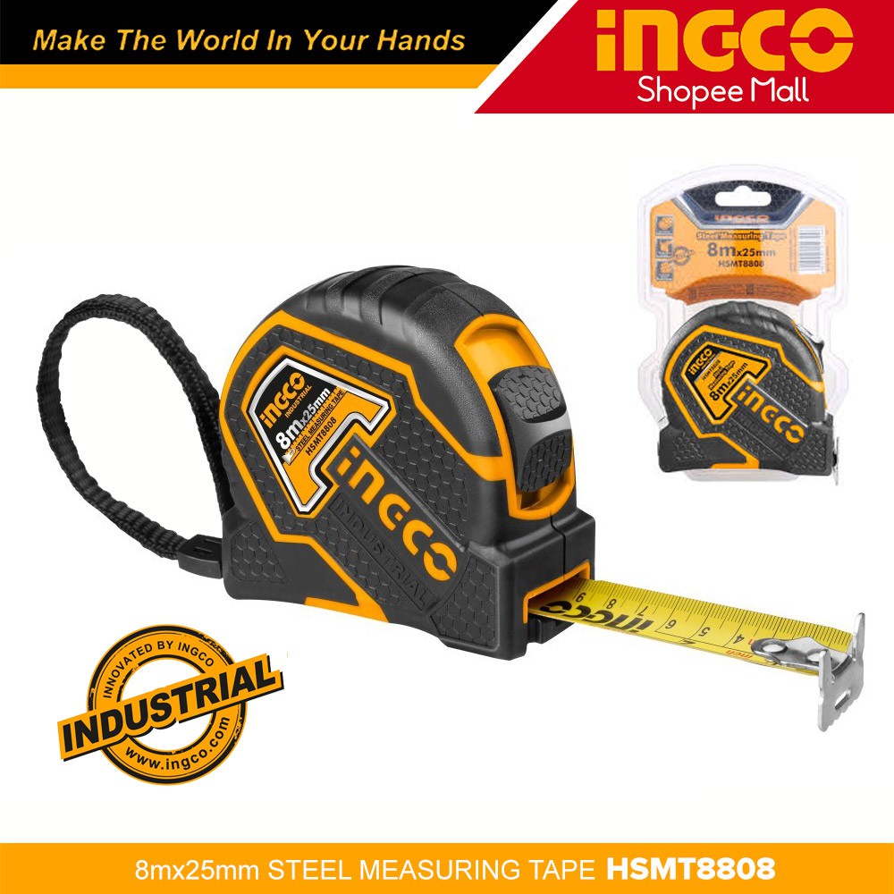 Ingco HSMT8808 Industrial Steel Measuring Tape Nylon Blade 8mx25mm _H ...