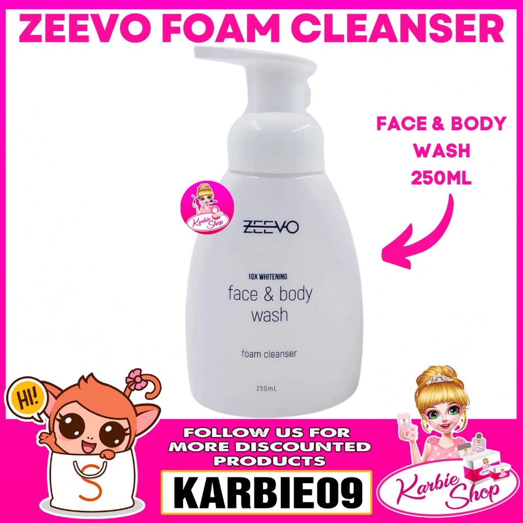 Orig ZEEVO Face & Body Wash Foam Cleanser 250ml x10 whitening | Shopee ...