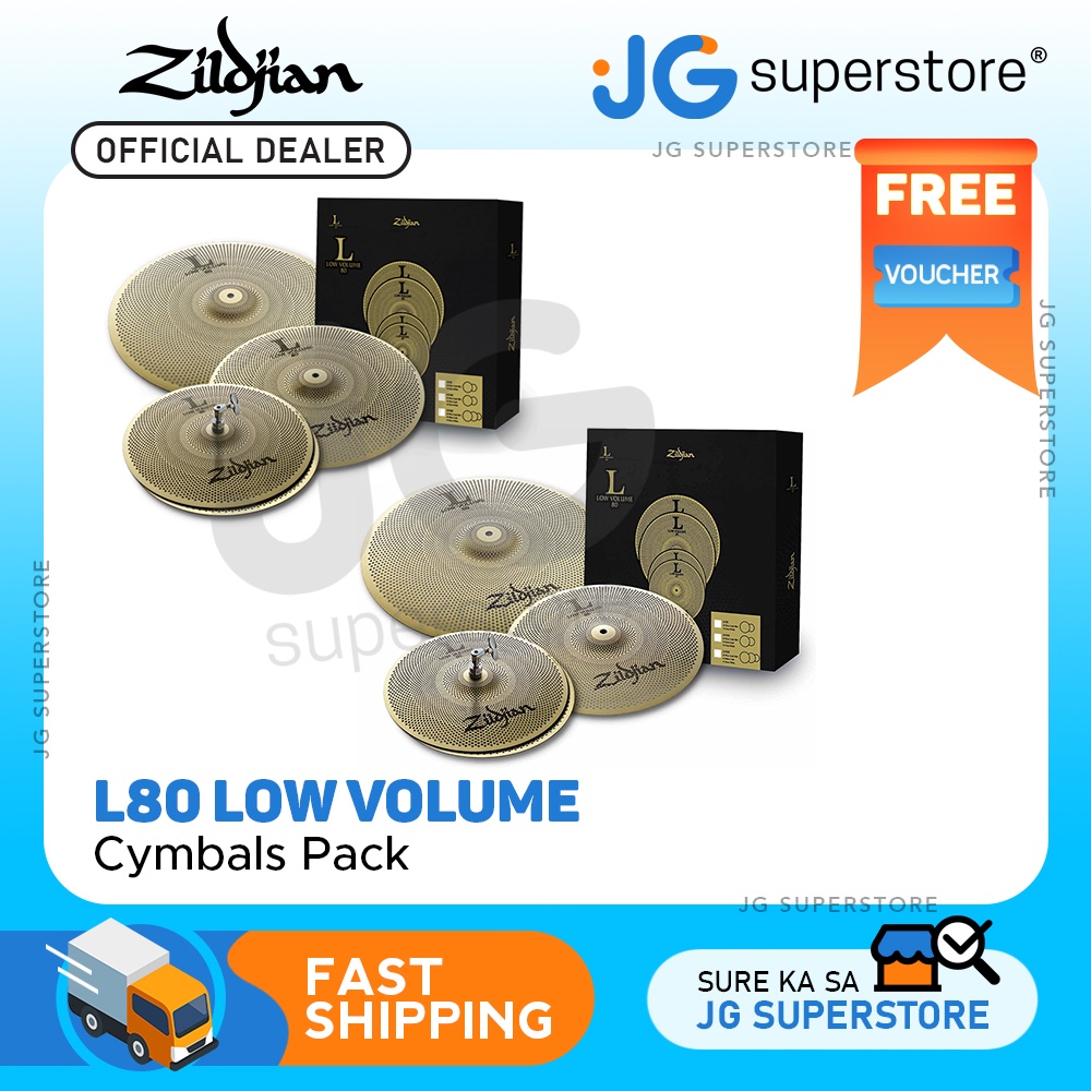 Zildjian L80 Low Volume Cymbals Pack with 13"/14" Hi-Hats, 14"/16" Crash and 18" Crash Ride for ...
