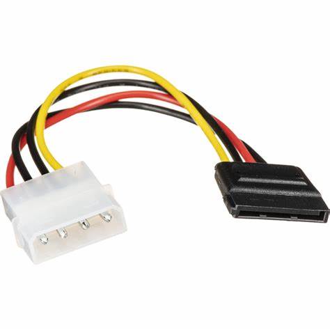 Converts SATA power supply output with 15 pins to 4 pin Molex power ...