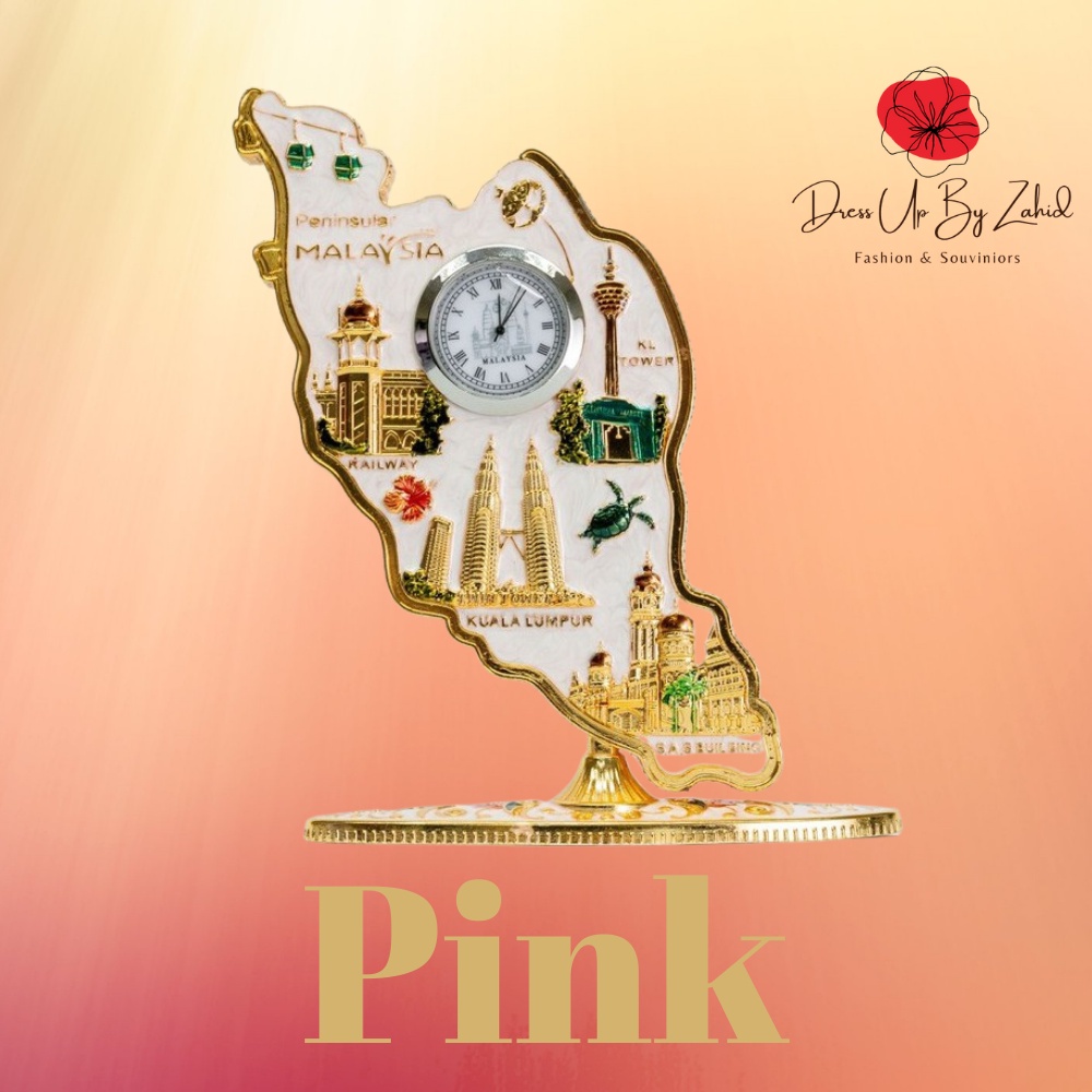 Table Clock Display With Map / Malaysian Souvenir Clock / Map Souvenir ...