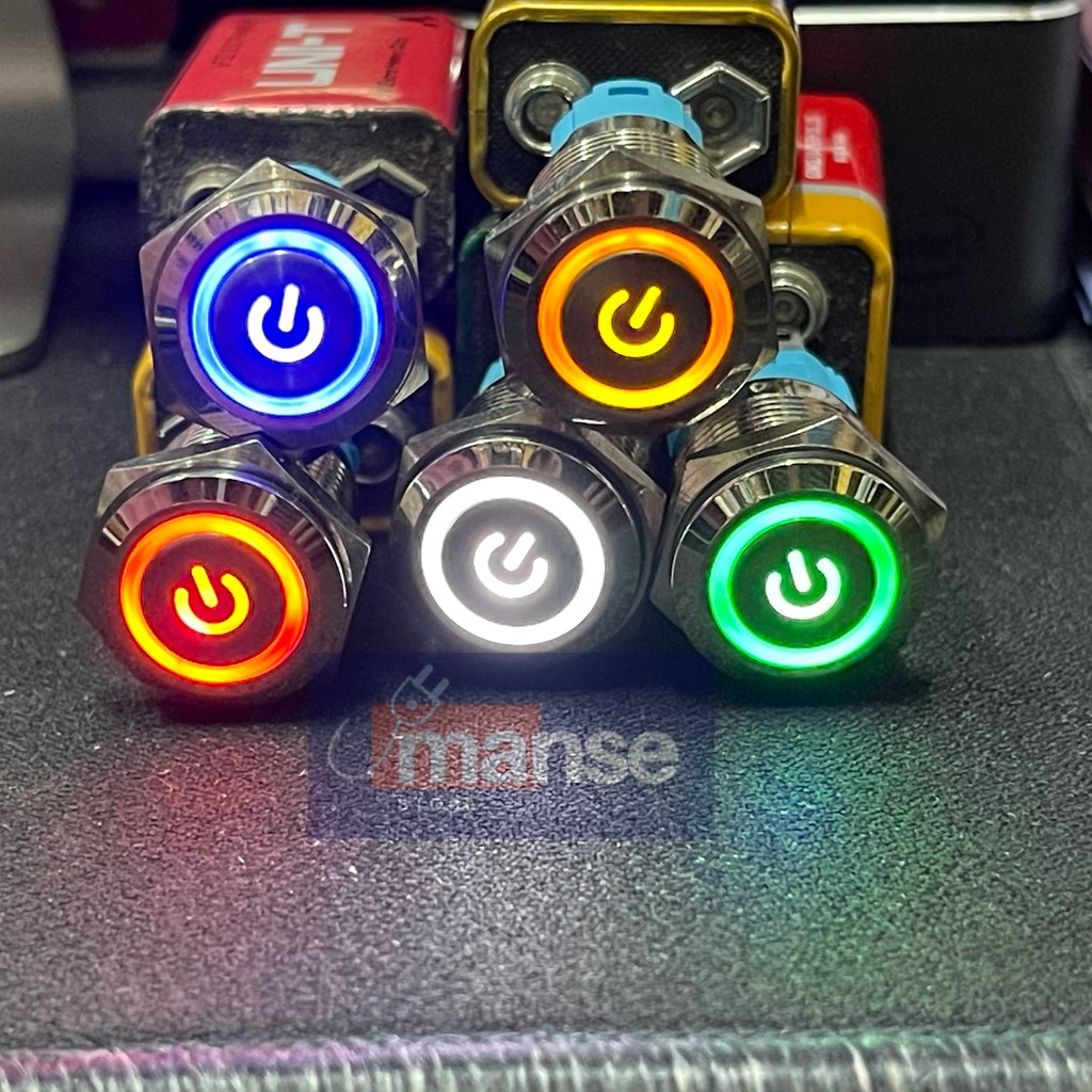 Illuminated LED Switch Waterproof Push On Off Switch 16mm Metal Logo ...