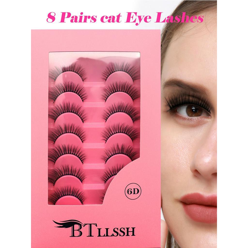 8 Pairs Complete Eyelashes Thick Curling 11mm Fluffy Slim False ...