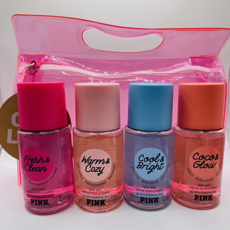 PINK VICTORIA’S SECRET | Pink Fresh & Clean, Warm & Cozy, Cool & Bright, Coco Glow Body Mist ...