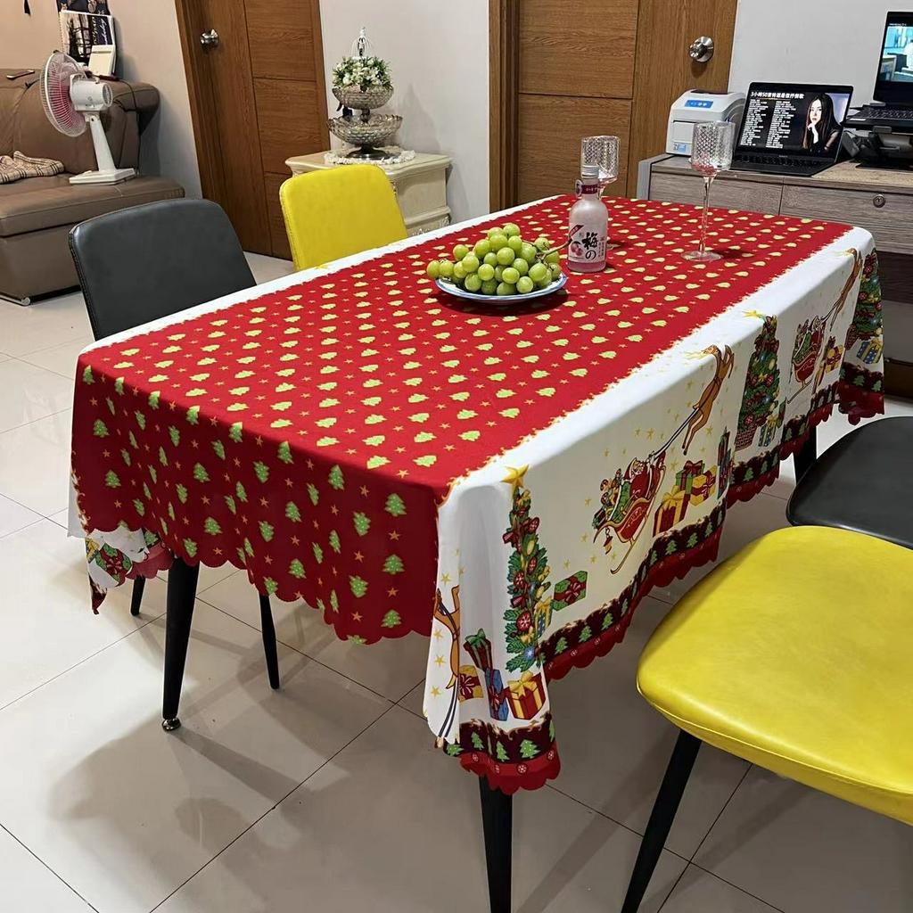 Christmas Table Cloth 6 seater 8 seater Christmas Print Polyester ...