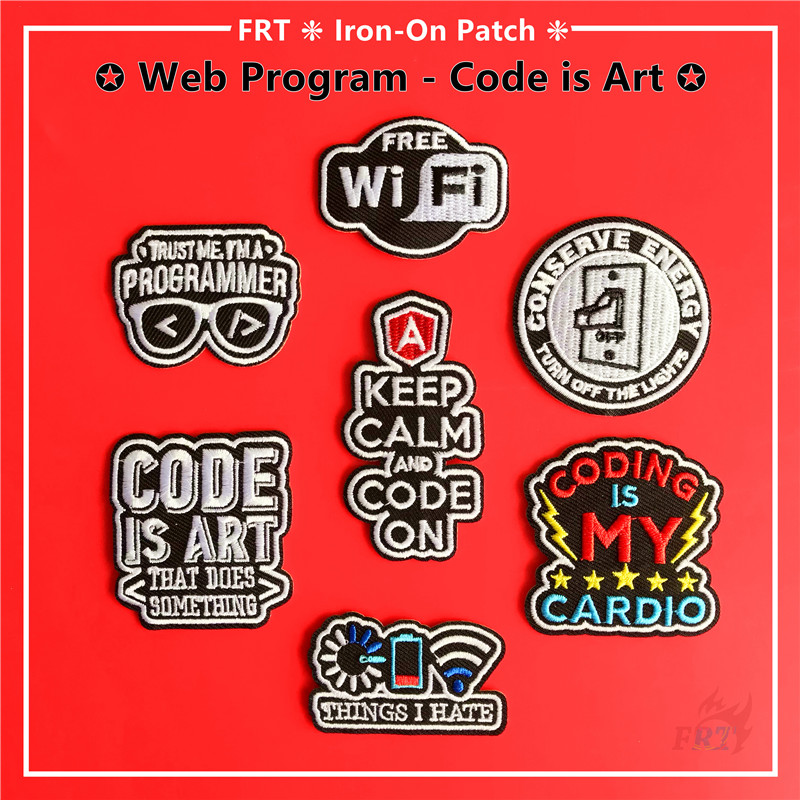 ☸ Web Program：Code is Art Iron-On Patch ☸ 1Pc Conserve Energy DIY Sew ...