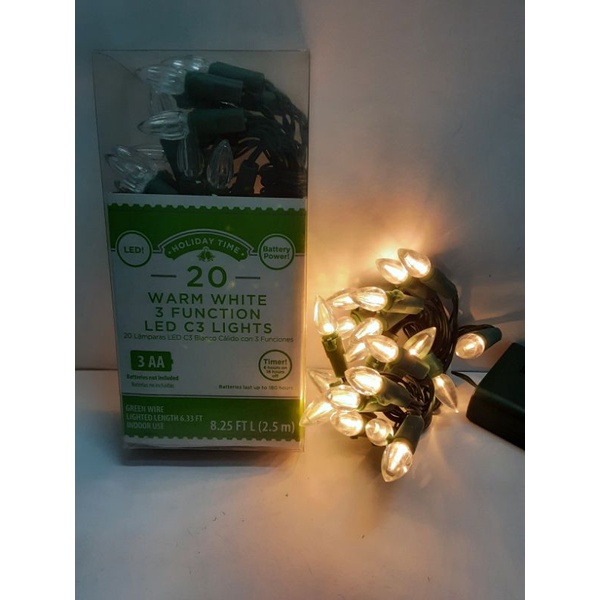 HOLIDAY TIME Christmas 20 warm White ( 3 Function LED C3 Lights ...