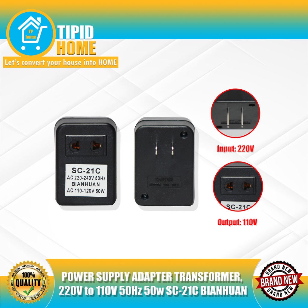 POWER SUPPLY ADAPTER TRANSFORMER, 220V to 110V 50Hz 50w SC-21C BIANHUAN | Shopee Philippines