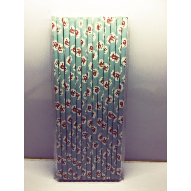 Tiffany blue floral straw (25 pcs) | Shopee Philippines