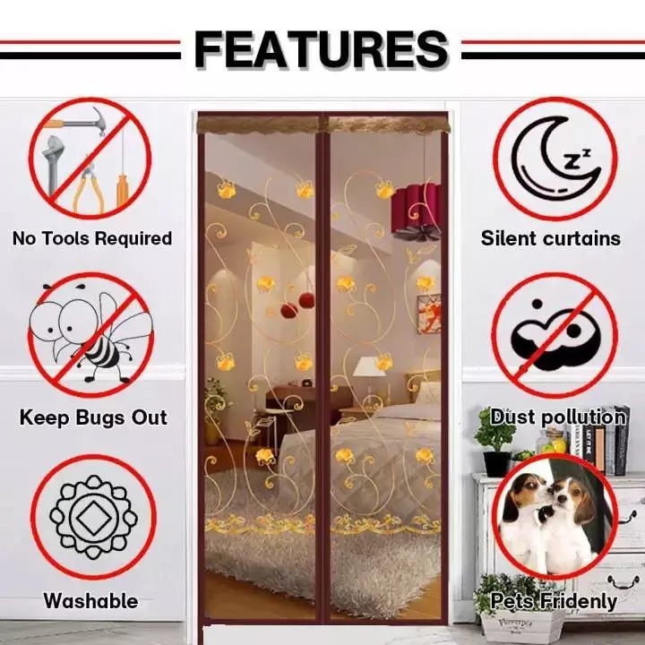 Magnetic Screen Door with Heavy Duty Mesh Curtain and Full Frame Velcro ...