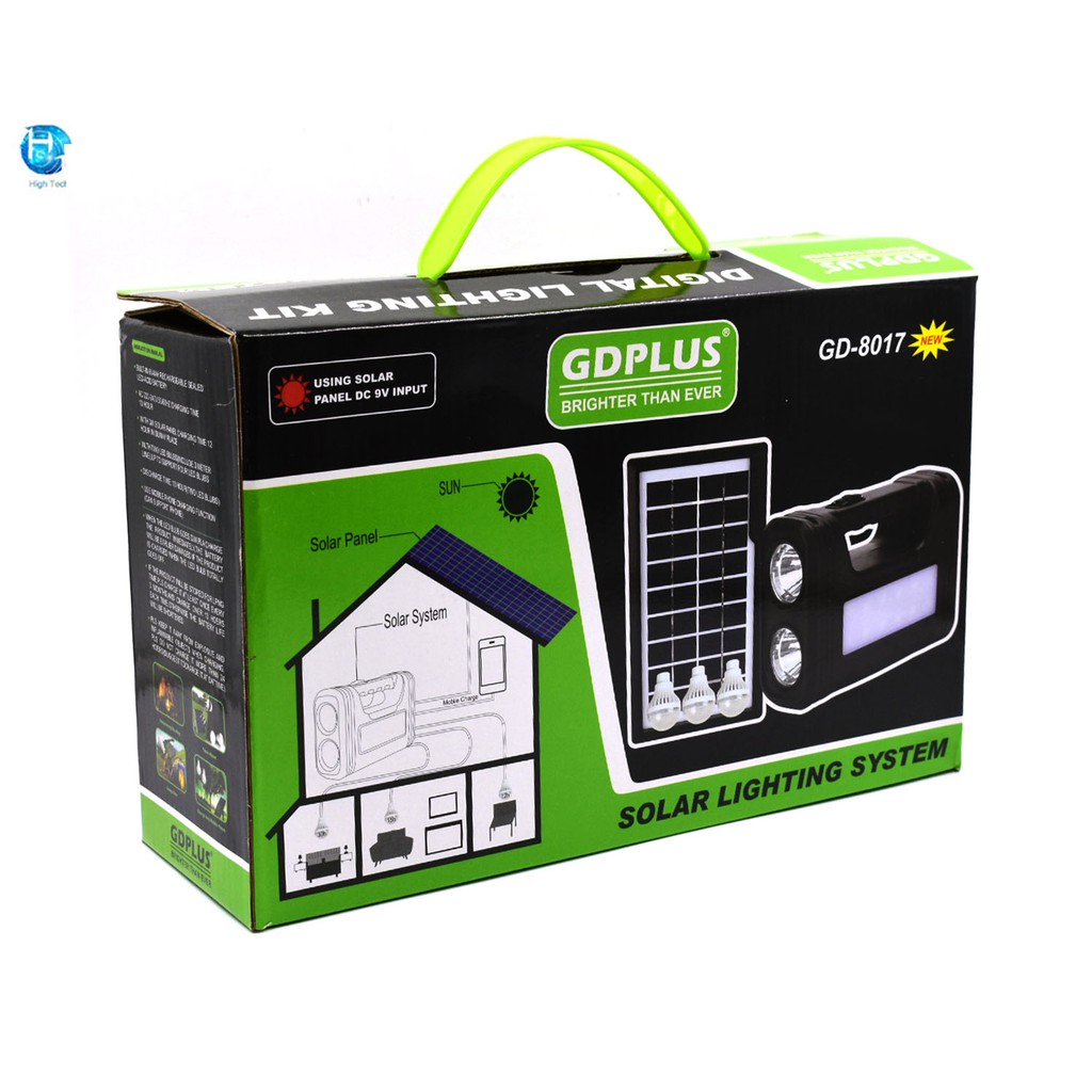 GDplus GD-8017 Solar Lighting System (Black) | Shopee Philippines