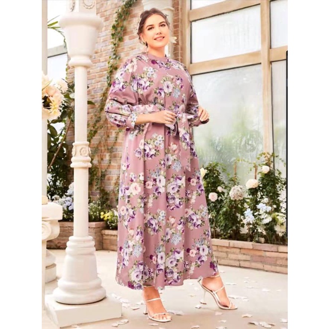 D14 Plus Size Short Sleeve Wrap V Neck Belted High Waist Maxi Dress on ...