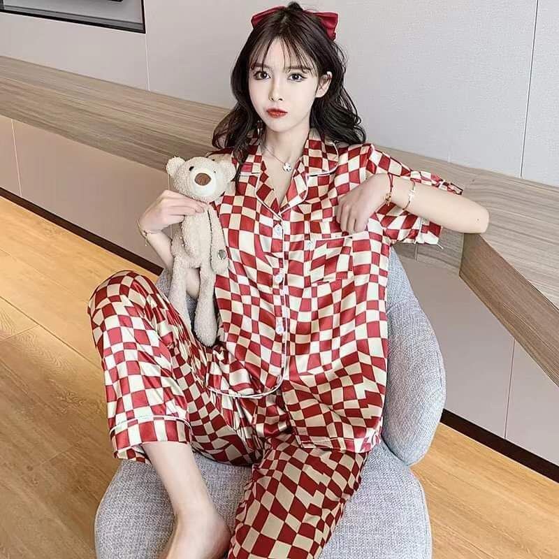 New Sleepwear Silk Satin Pajama Set(Ls | Shopee Philippines