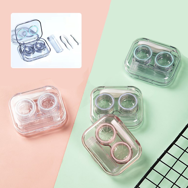 Contact Lens Cases Portable Contact Box with Tweezers Solution Bottle ...