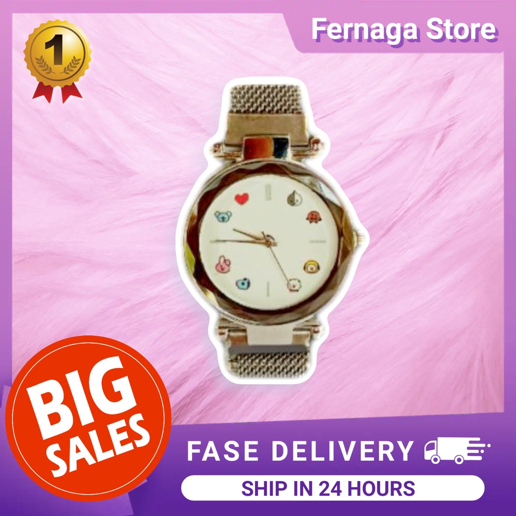 Bt21 KPOP Un Official BTS Silver Magnet Strap Watch | Shopee Philippines