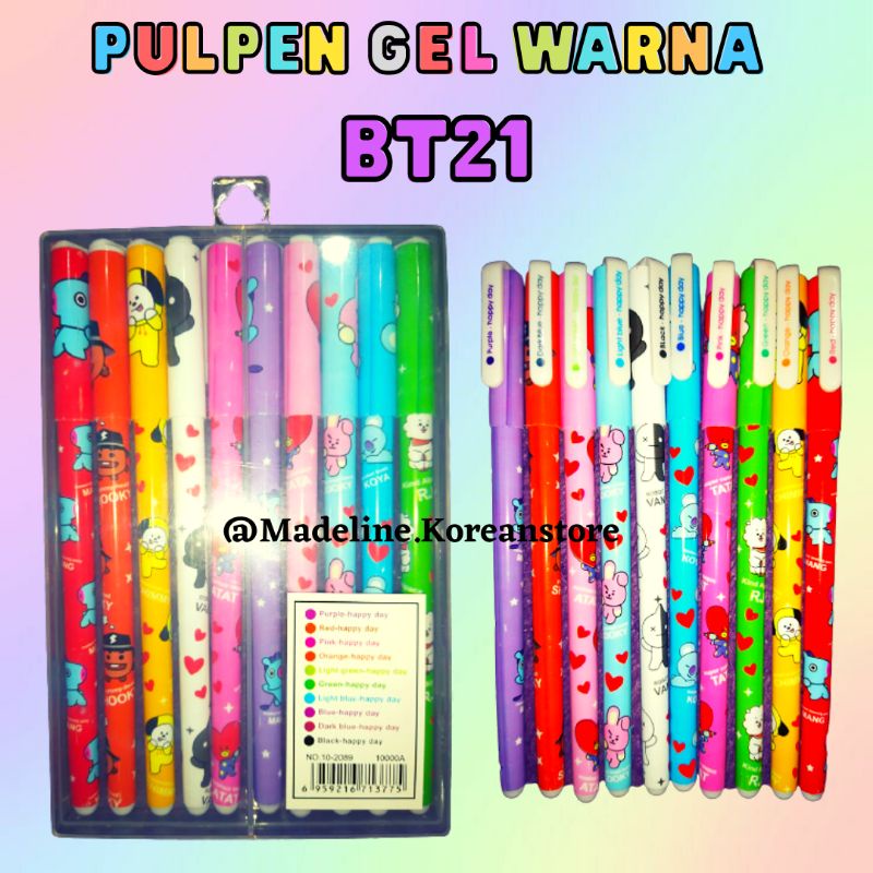 Bt21 GEL PEN BTS 10-color GEL PEN/10-Color GEL PEN BT21/BT21 GEL PEN ...